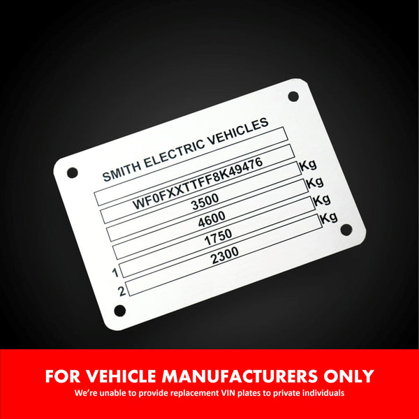 Vehicle VCA Type Approval Nameplates – Nameplates.co.uk